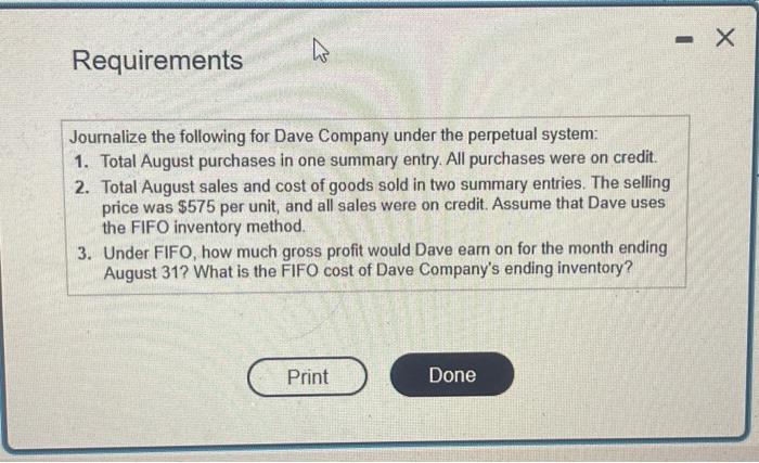 Solved Journalize the following for Dave Company under the | Chegg.com