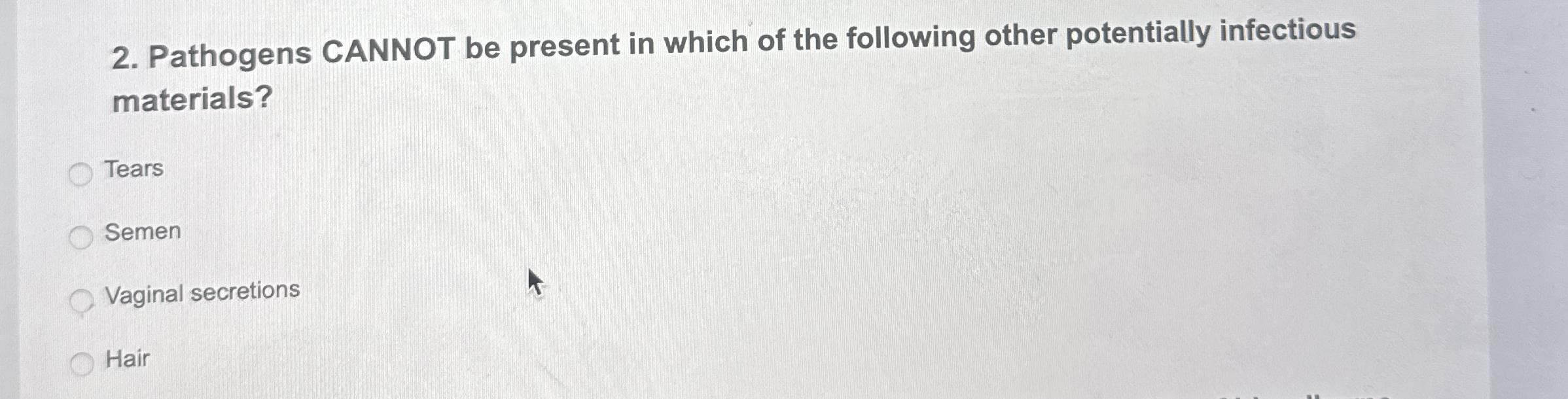 Solved Pathogens CANNOT be present in which of the following | Chegg.com