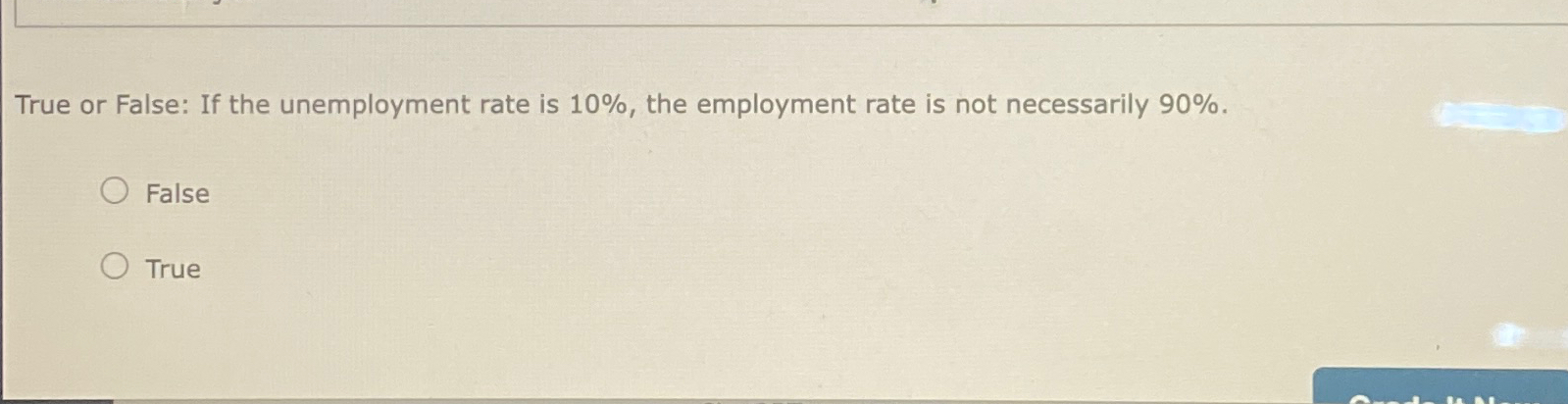 Solved True or False: If the unemployment rate is 10%, ﻿the | Chegg.com
