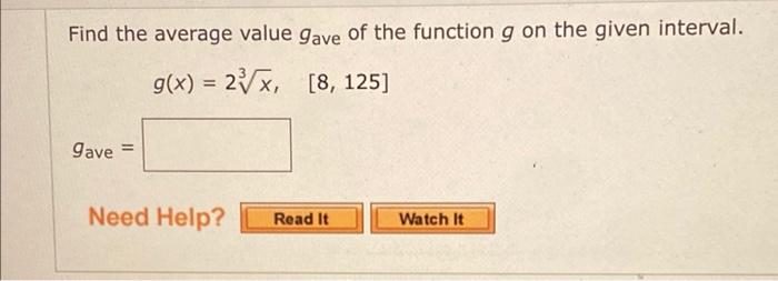 Solved Find The Average Value Gave Of The Function G On The