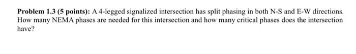 Solved Problem 1.3 (5 points): A 4-legged signalized | Chegg.com