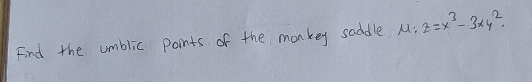 Solved Find the umblic points of the monkey saddle | Chegg.com