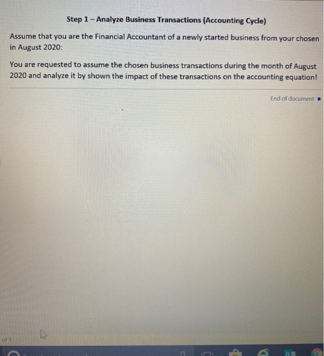 Solved Step 1 - Analyze Business Transactions (Accounting | Chegg.com