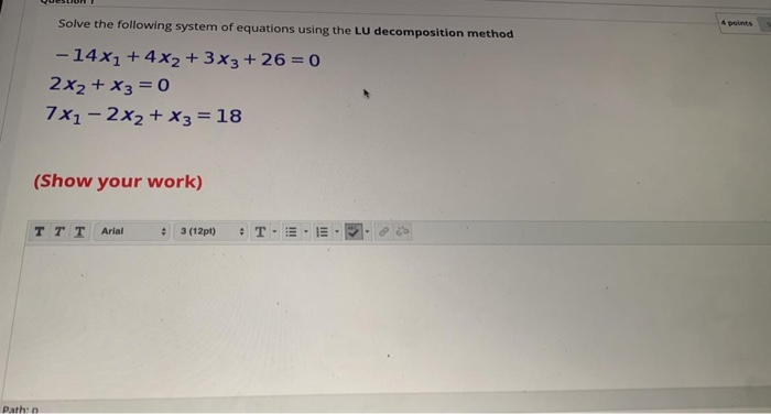 Solved Solve the following system of equations using the LU | Chegg.com