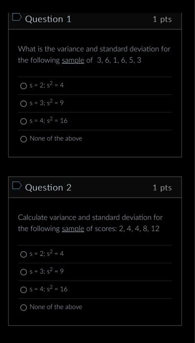 Solved For the following sample 9, 6, 2, 6, 2 of scores, | Chegg.com