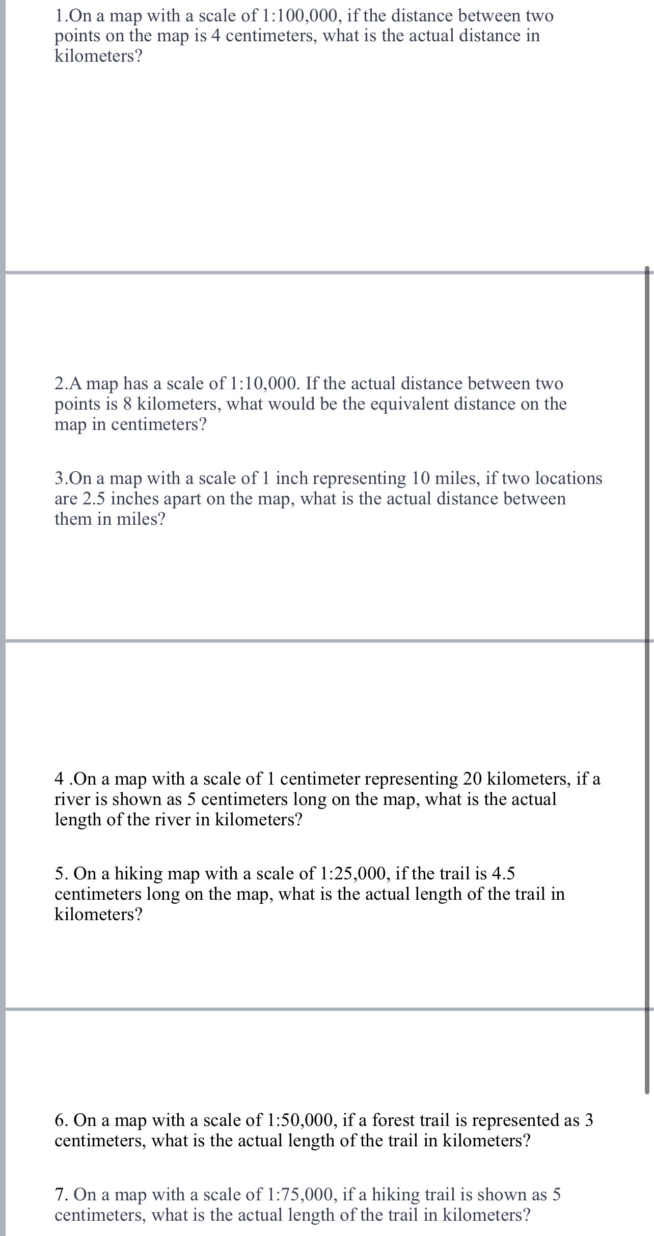 Solved 1.On a map with a scale of 1:100,000, ﻿if the | Chegg.com