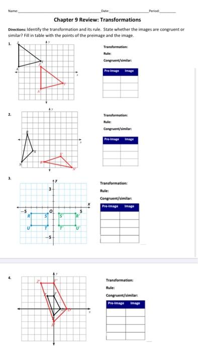 Solved Name Date: Chapter 9 Review: Transformations | Chegg.com