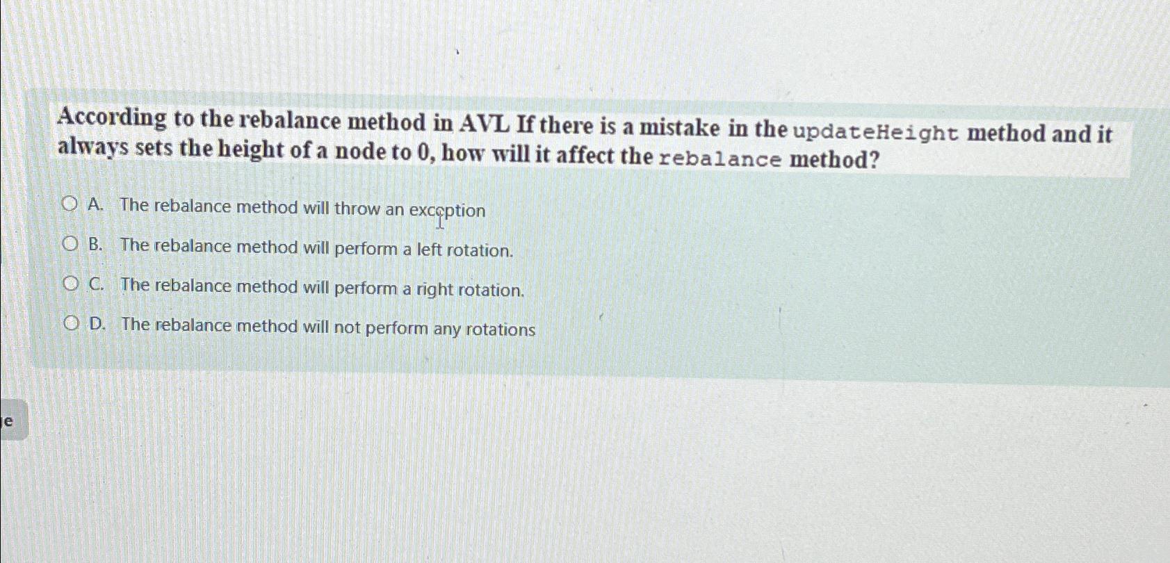 Solved According to the rebalance method in AVL If there is | Chegg.com