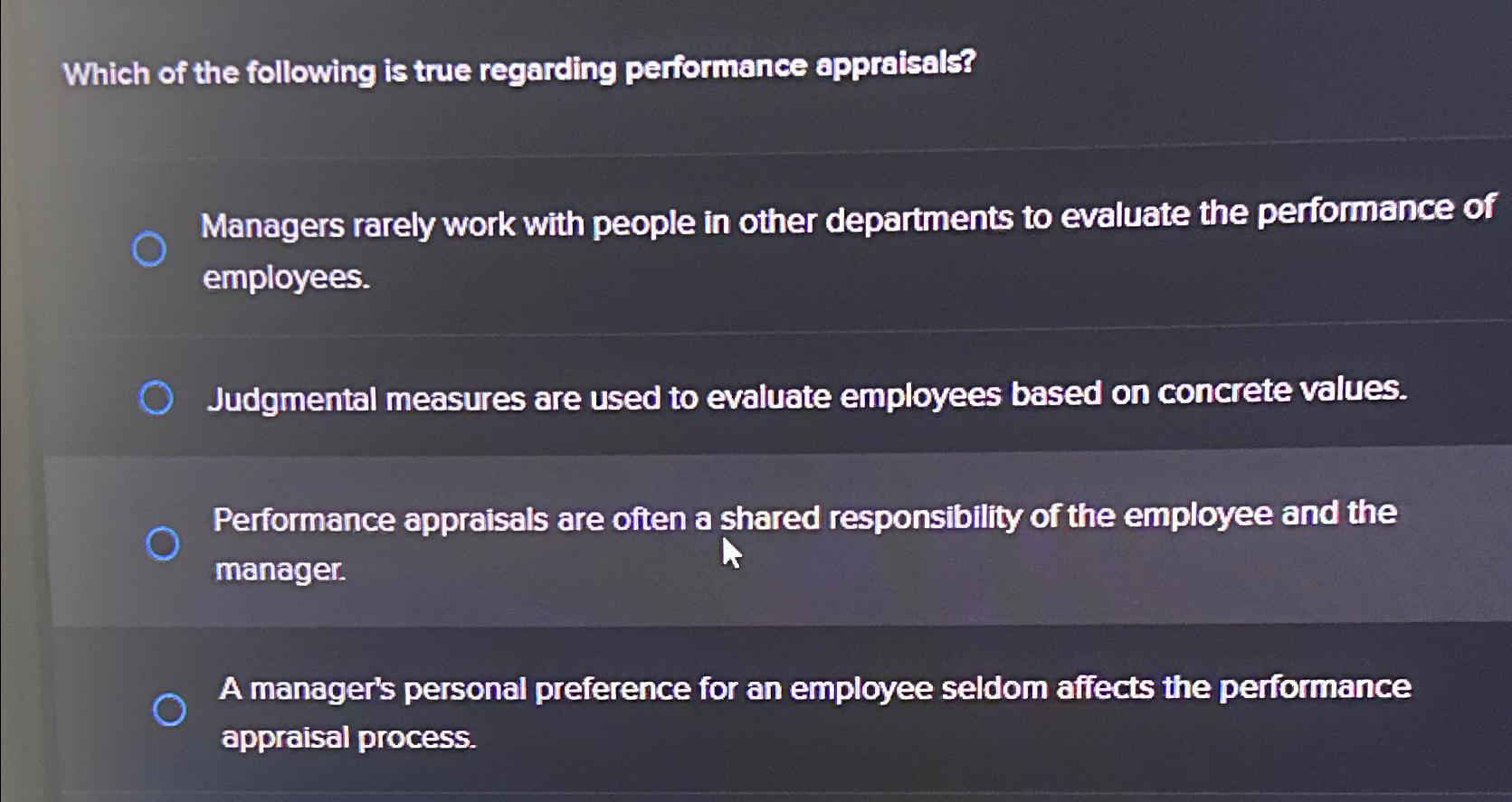 Solved Which of the following is true regarding performance | Chegg.com