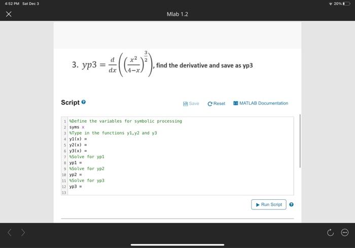 Solved Examples: Y=diff(X)% calculates thederivative of X | Chegg.com
