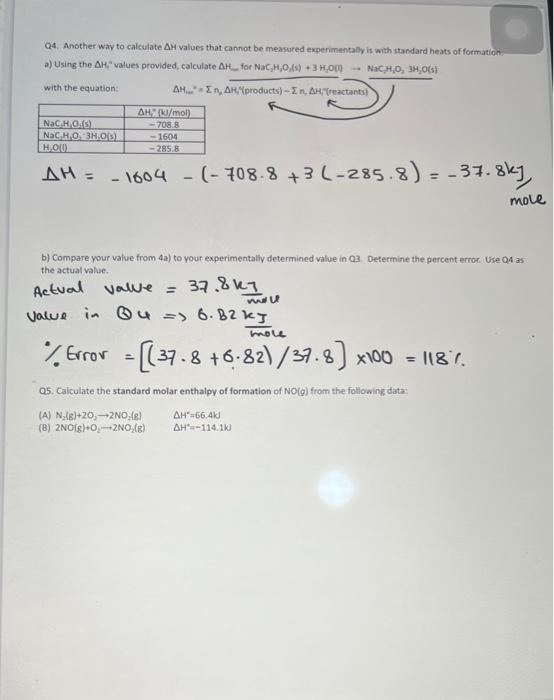 Solved Q4. Another way to calculate ΔM values that cannot be | Chegg.com