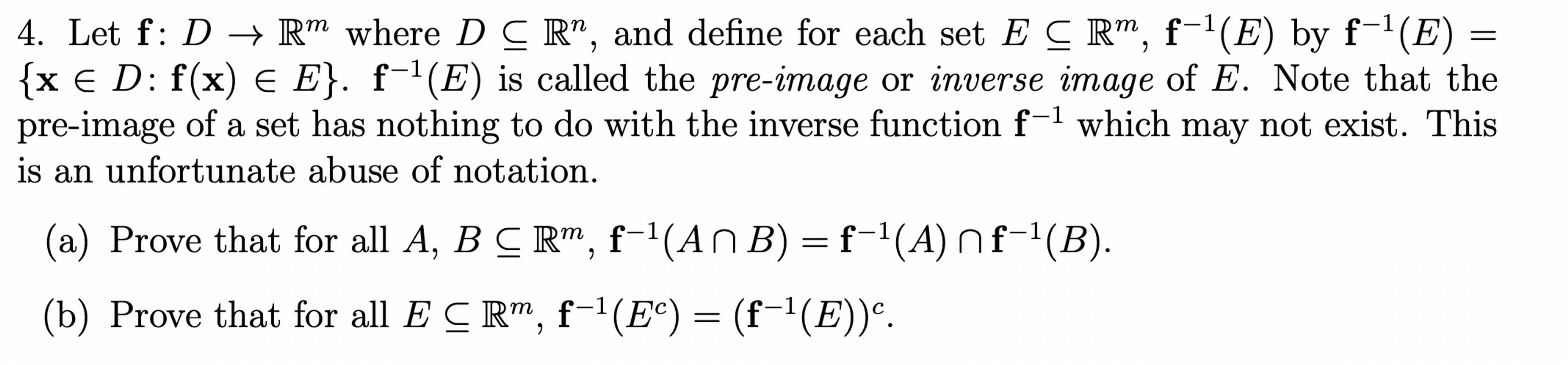 Solved Let f:D→Rm ﻿where DsubeRn, ﻿and define for each set | Chegg.com