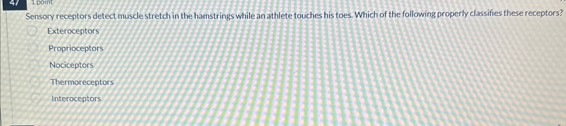 Solved Sensory receptors detect muscle stretch in the | Chegg.com