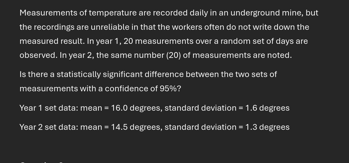 Solved Measurements of temperature are recorded daily in an | Chegg.com
