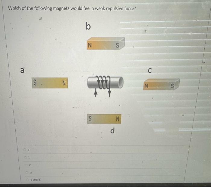 Solved Which of the following magnets would feel a weak | Chegg.com