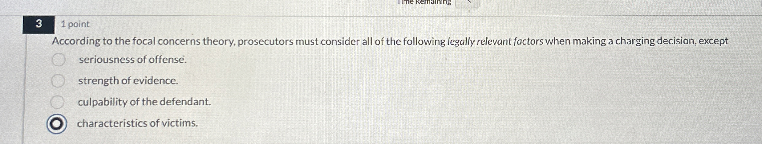 Solved 3 1 ﻿pointAccording to the focal concerns theory, | Chegg.com