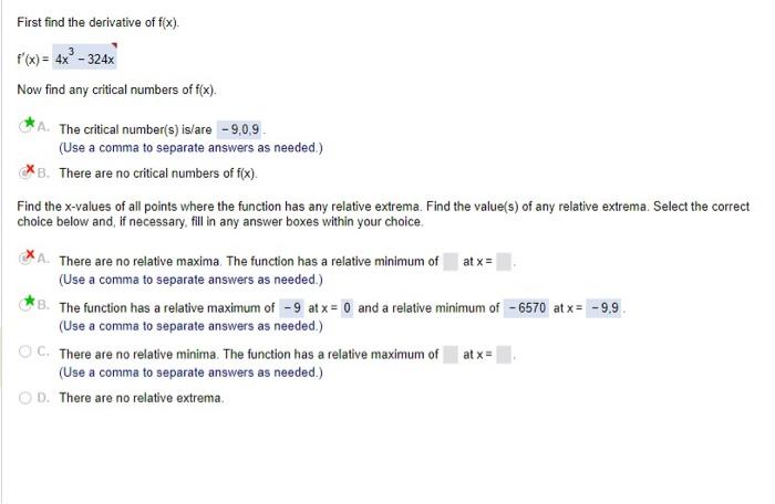 Solved Find the x-values of all points where the function | Chegg.com