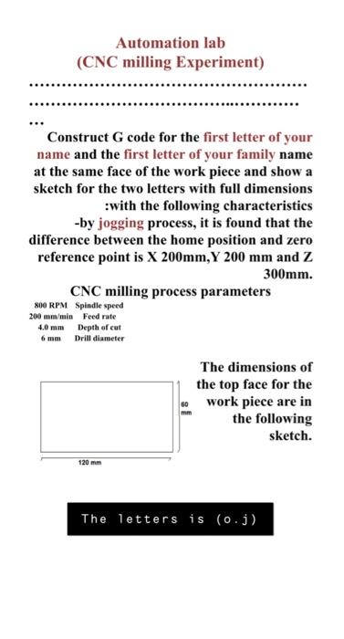 Solved Automation lab (CNC milling Experiment) Construct G | Chegg.com
