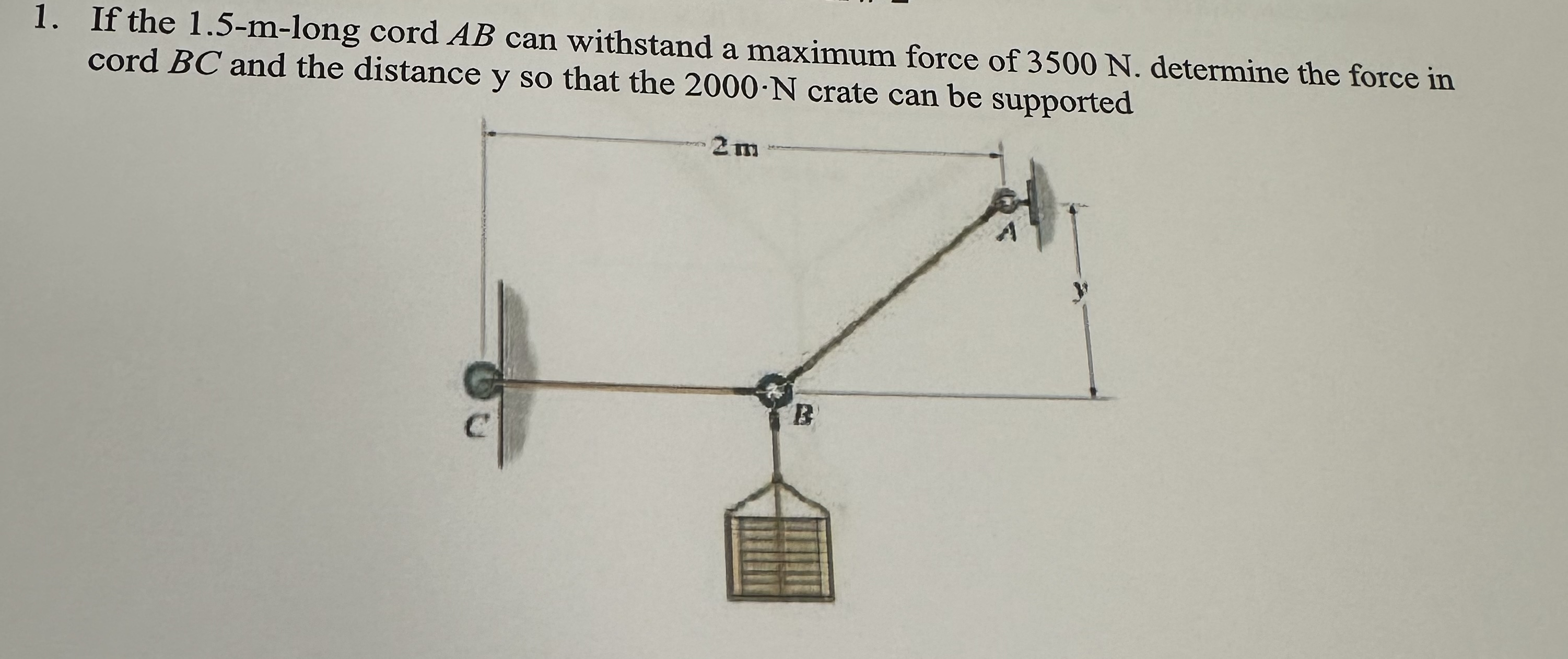 If the 1.5-m-long cord AB ﻿can withstand a maximum | Chegg.com