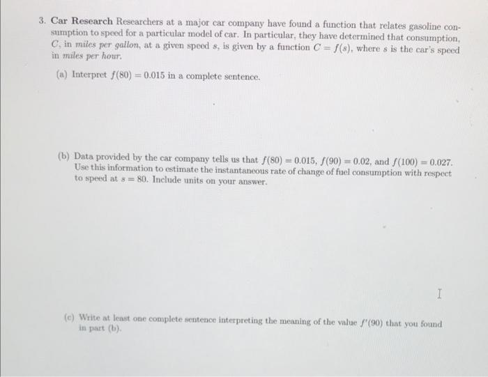 Solved Car Research Researchers at a major car company have | Chegg.com