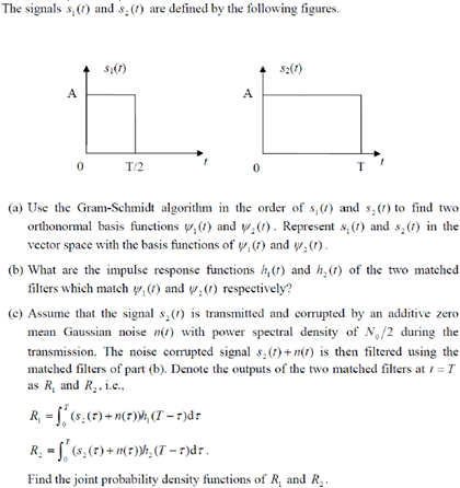 The signals s1(t) and s2(t) are defined by the | Chegg.com