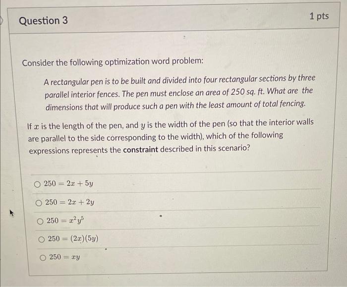 Solved Consider the following optimization word problem: A | Chegg.com