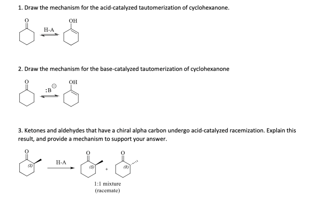 1. ﻿Draw the mechanism for the acid-catalyzed | Chegg.com