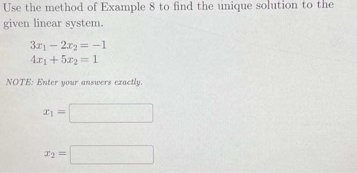 Solved Use the method of Example 8 to find the unique | Chegg.com