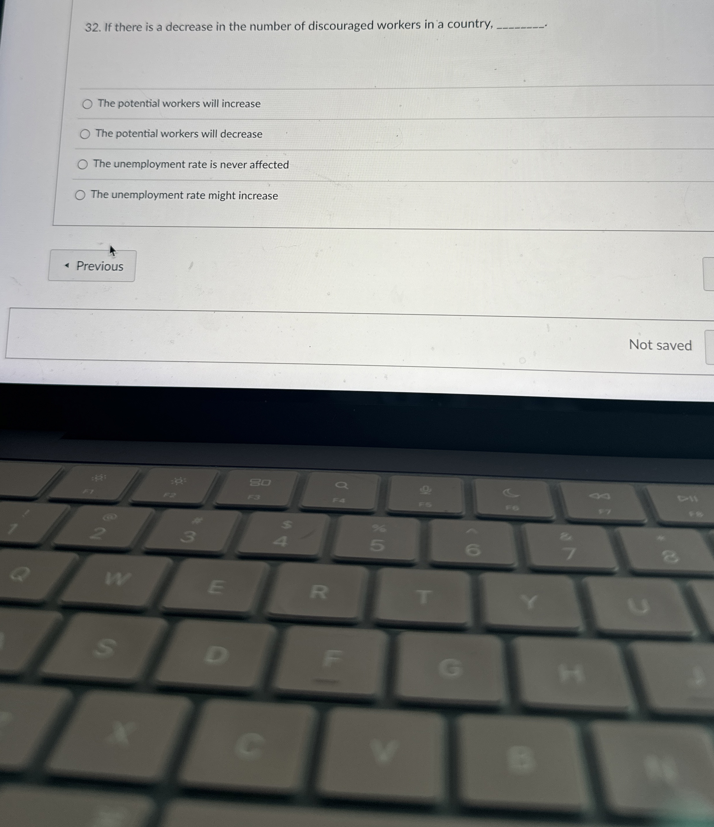 Solved If there is a decrease in the number of discouraged | Chegg.com