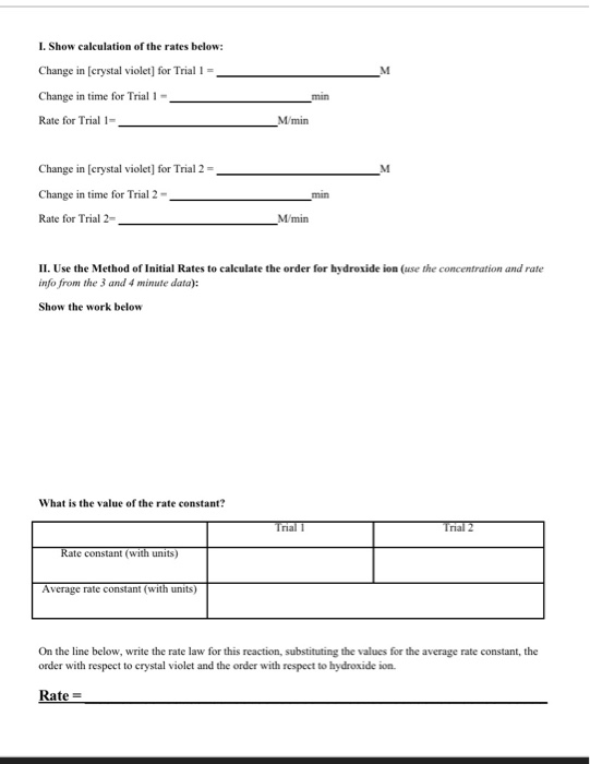 M 1. Show calculation of the rates below: Change in | Chegg.com