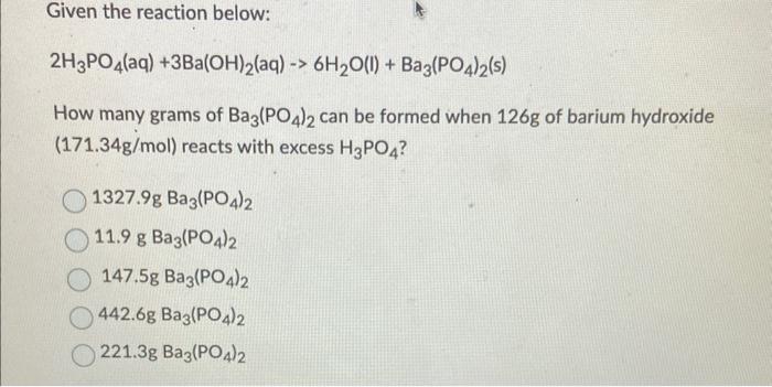 Solved Given the reaction below: | Chegg.com