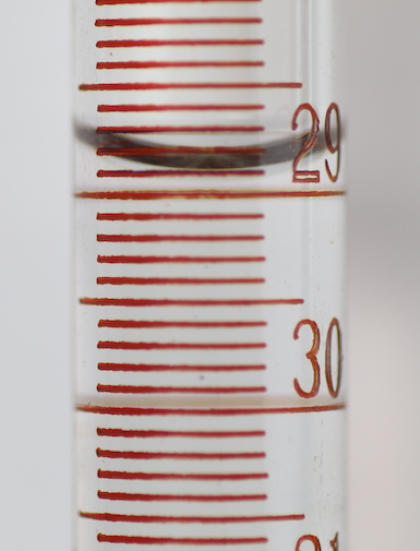 Solved This is a buret close-up showing the meniscus. Please | Chegg.com