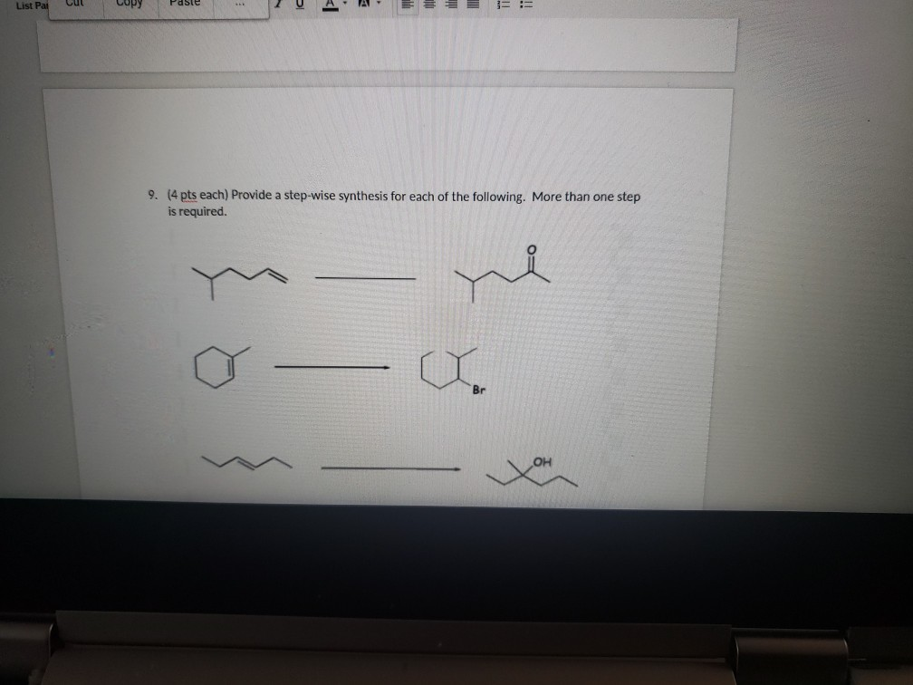 Solved List Pai 9. (4 pts each) Provide a step-wise | Chegg.com
