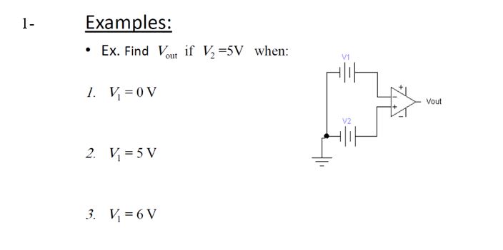 Solved 1- ﻿Examples:Ex. ﻿Find Vout ﻿if V2=5V | Chegg.com
