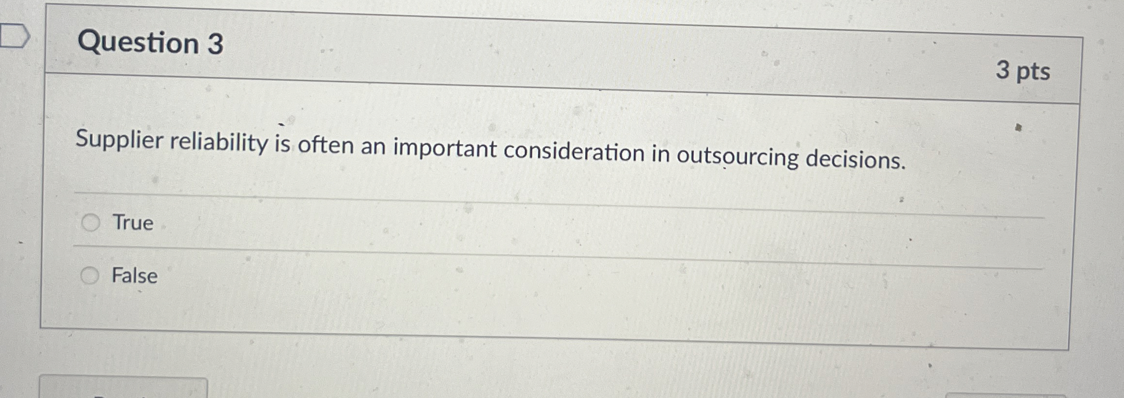 Solved Question 33 ﻿ptsSupplier reliability is often an | Chegg.com