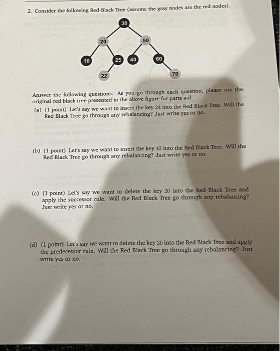 Solved 2. Consider the following Red-Black Tree (assume the | Chegg.com
