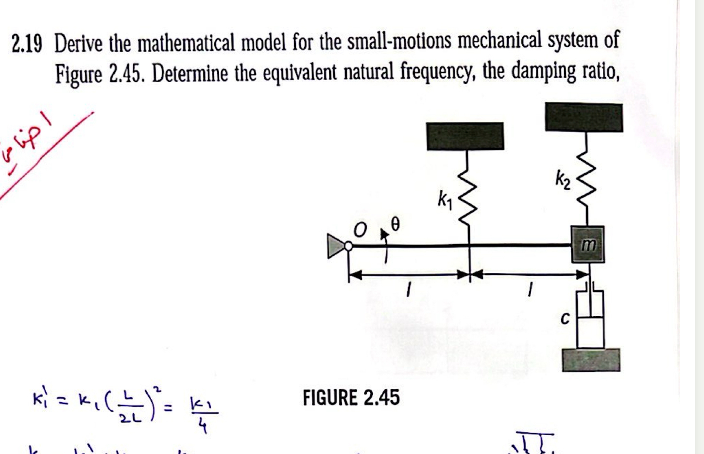 Solved 2.19 ﻿Derive the mathematical model for the | Chegg.com