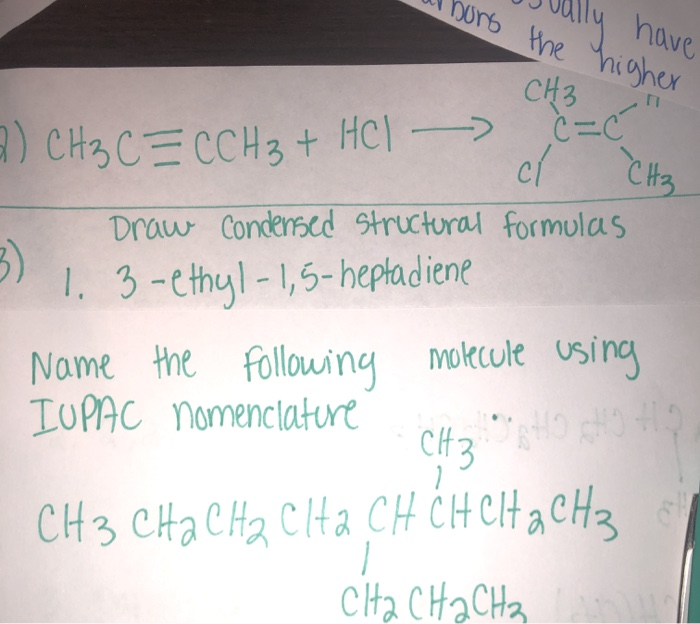Solved have bong the higher lly CH3 c =C a) CH3C5 CCH3 + HC1 | Chegg.com