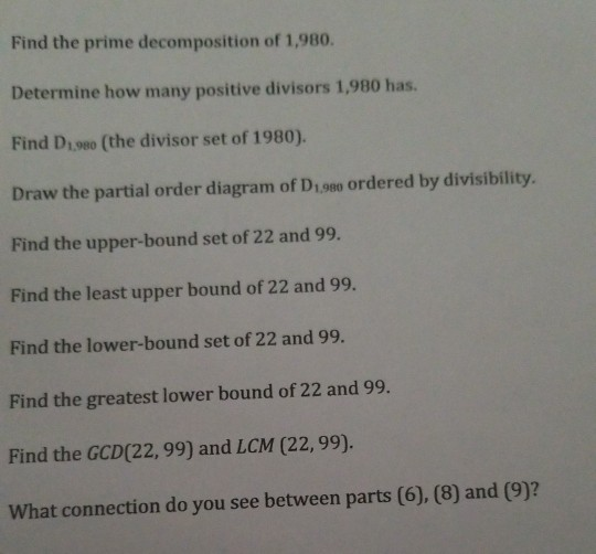 Solved Find the prime decomposition of 1,980. Determine how | Chegg.com