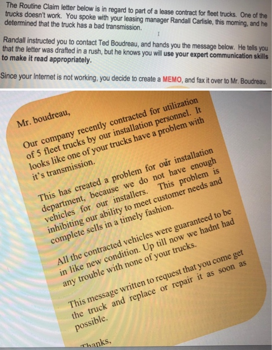 Solved The Routine Claim letter below is in regard to part | Chegg.com