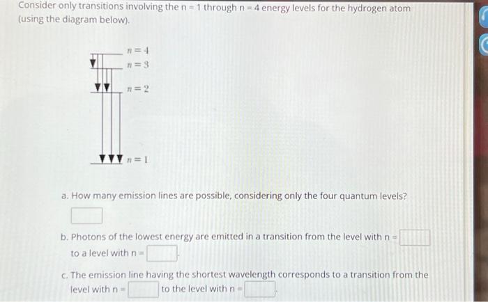 Solved Consider only transitions involving the n=1 through | Chegg.com