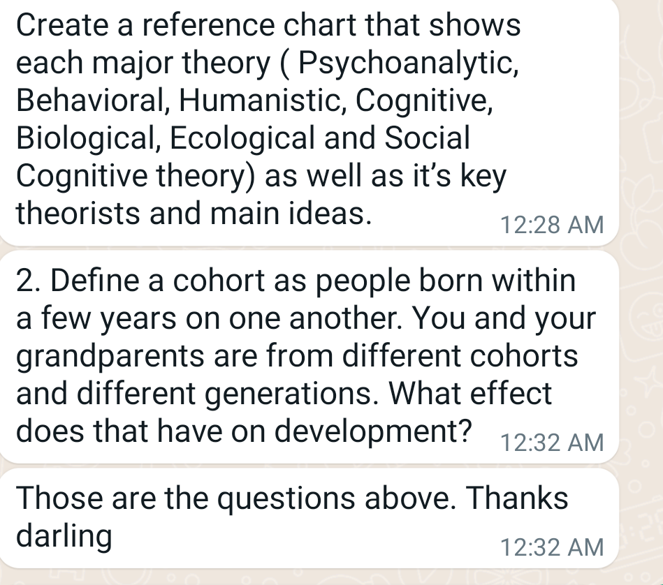 Solved Create a reference chart that shows each major theory | Chegg.com