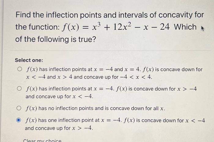 Solved Find the inflection points and intervals of concavity | Chegg.com