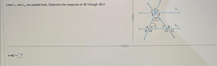 Solved Lines L1 and L2 are parallel lines. Determine the | Chegg.com