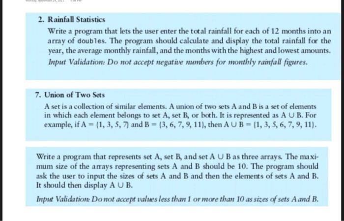 Solved 2. Rainfall Statistics Write a program that lets the | Chegg.com