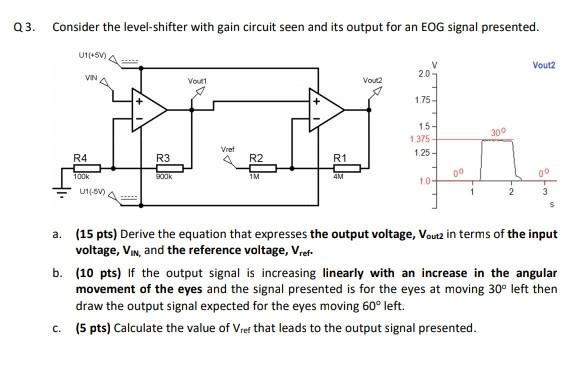 Solved Q3 Consider the level-shifter with gain circuit seen | Chegg.com