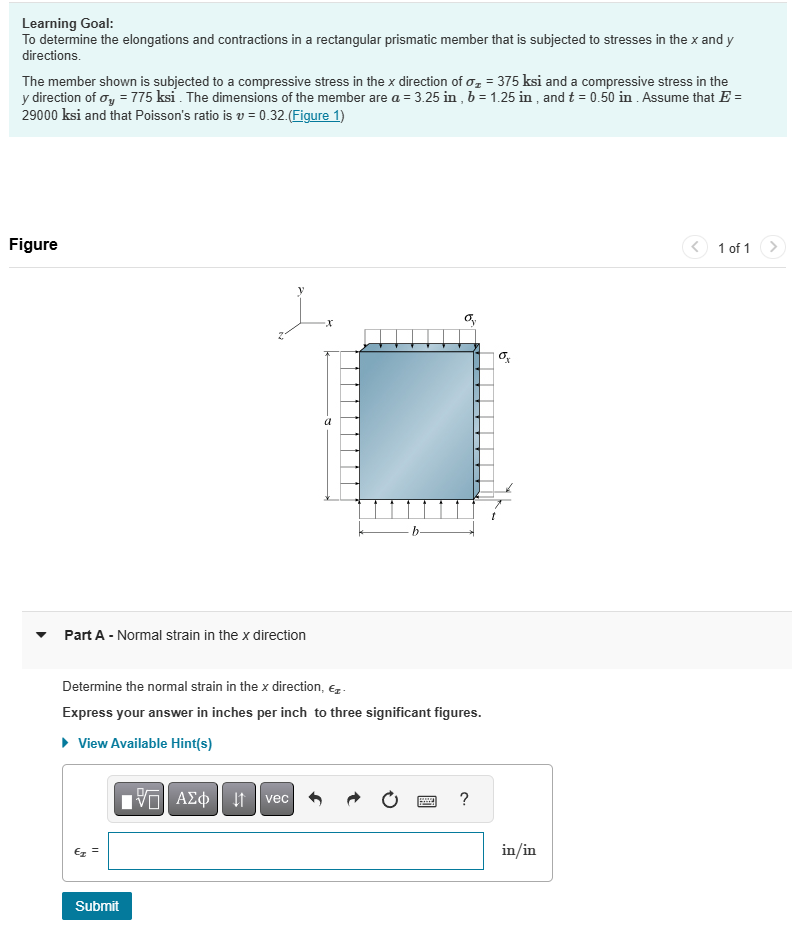 Solved The member shown is ﻿subjected to ﻿a compressive | Chegg.com