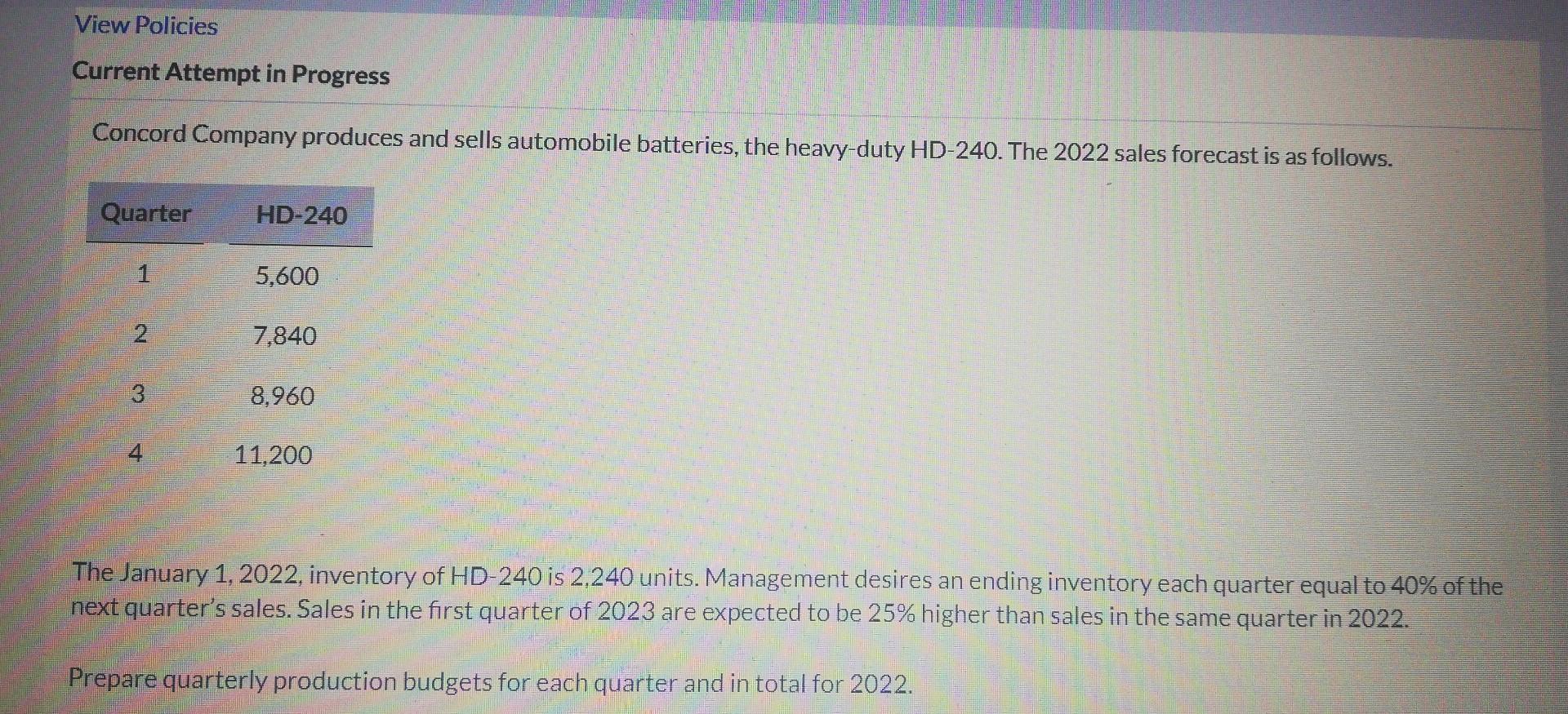 Solved View Policies Current Attempt in Progress Concord | Chegg.com