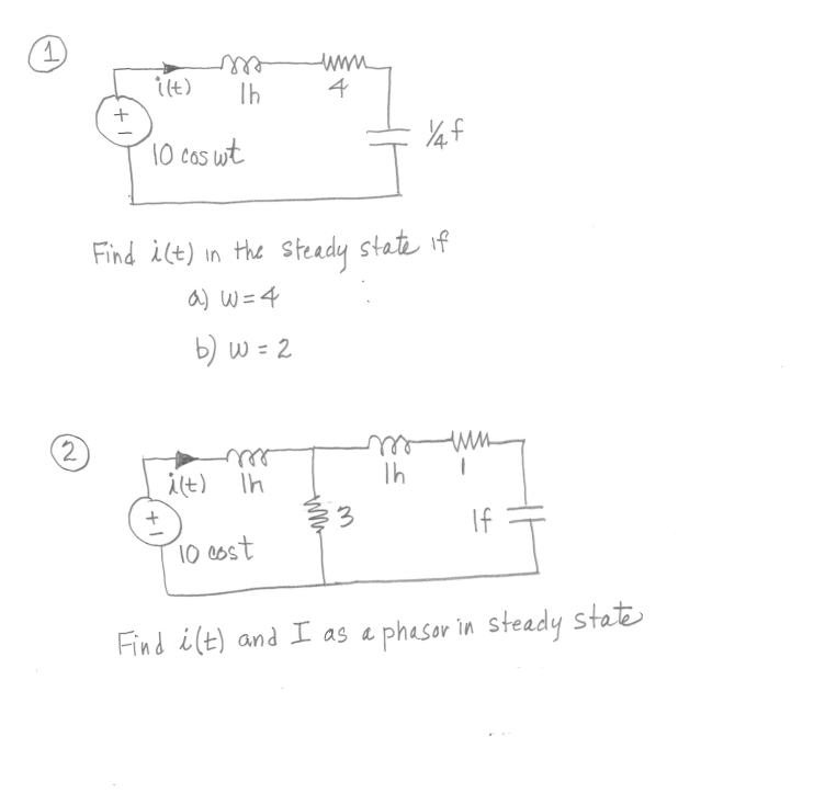 Solved (1)Find i(t) ﻿in the steady state | Chegg.com