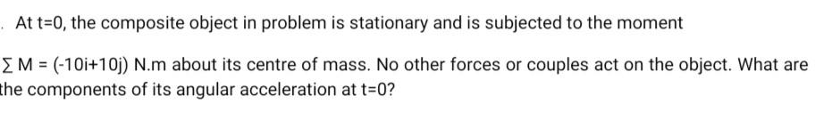 Solved At t=0, the composite object in problem is stationary | Chegg.com